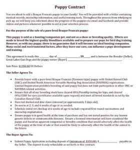 Puppy Contract Templates Ablebionics